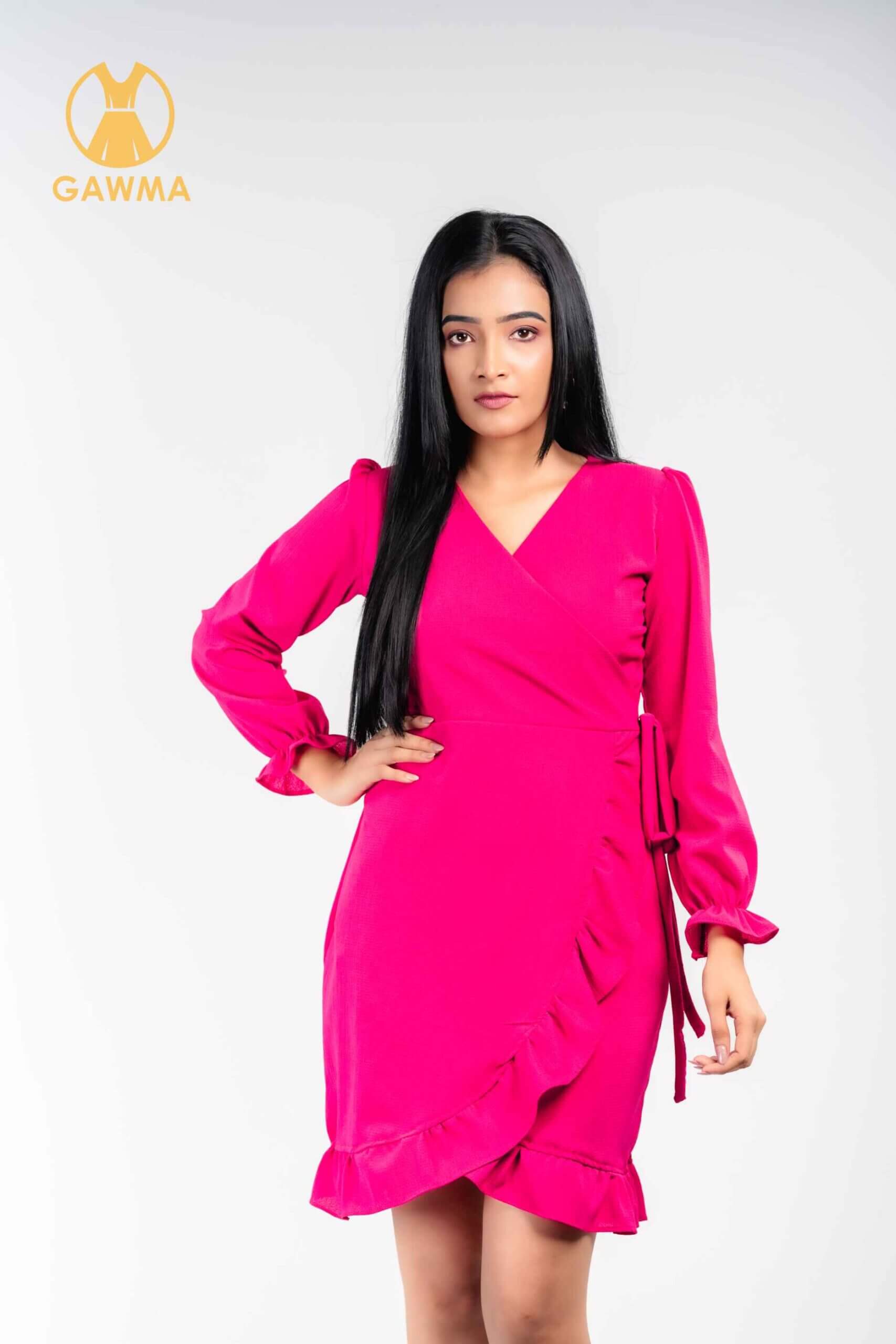 ROSY WRAP-AROUND MINI DRESS - GAWMA ROSY WRAP-AROUND MINI DRESS - GAWMA