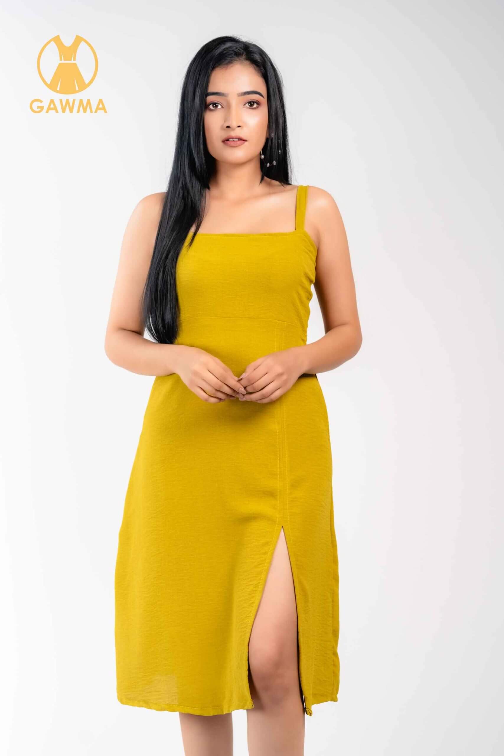 LEEFA STRIP SLEEVE MIDI DRESS - GAWMA